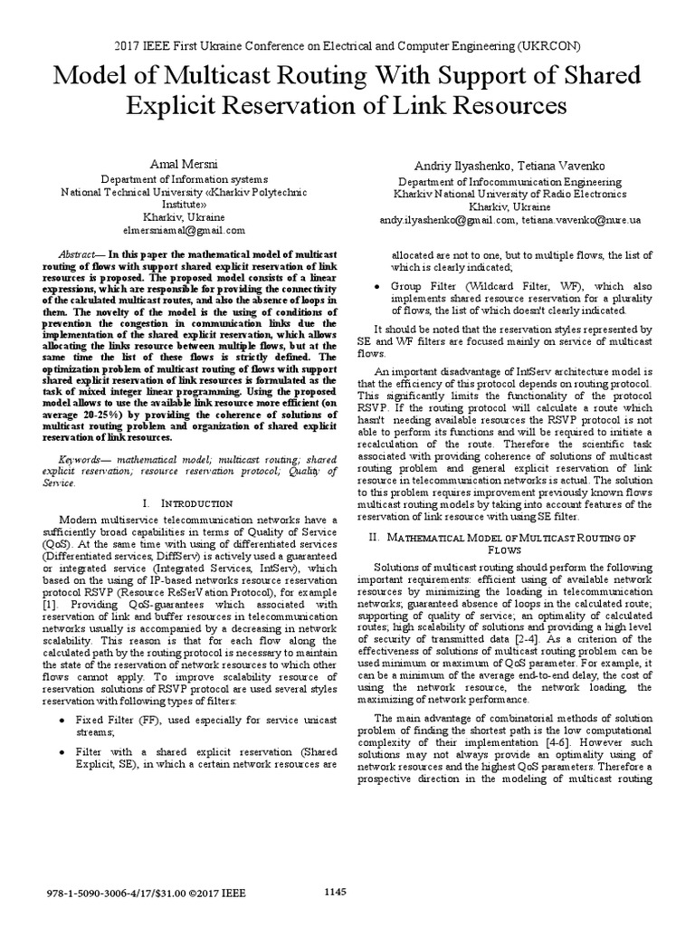 Model of Multicast Routing With Support of Shared | PDF | Computer ... Model of Multicast Routing With Support of Shared | PDF | Computer ...