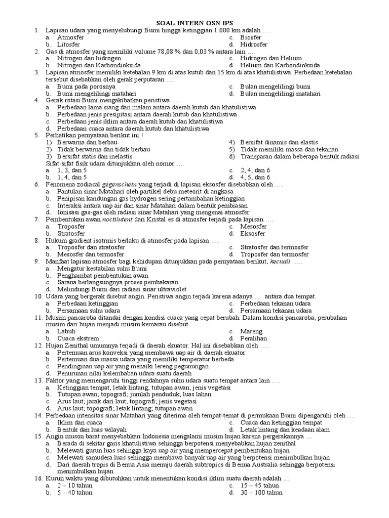 Soal Intern Osn Ips | PDF