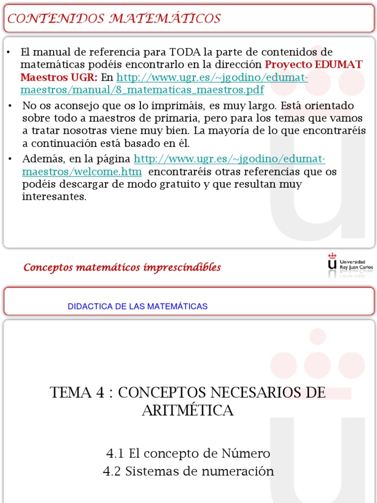 Tema 4-Conceptos de Aritmética. Matemáticas en Educación Infantil. | PDF | División (Matemáticas ...