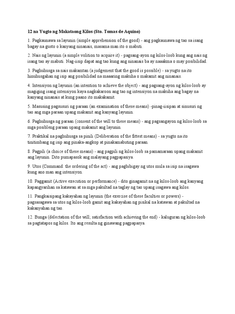12 Na Yugto NG Makataong Kilos | PDF