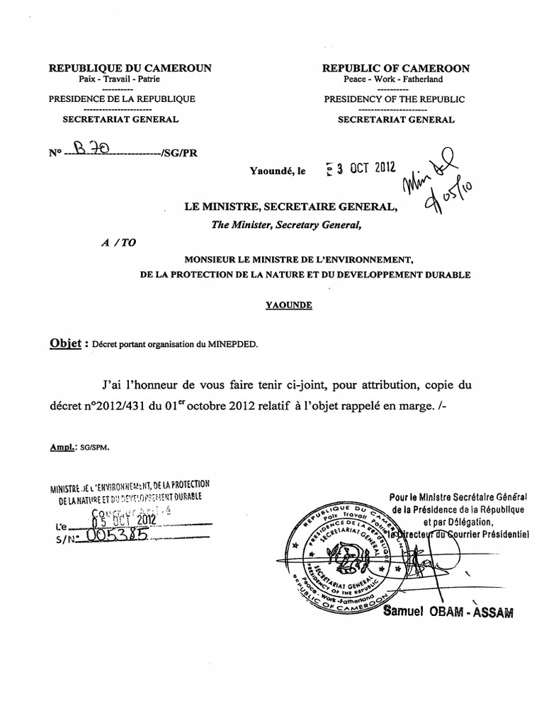 Organigramme MINEPDED | PDF