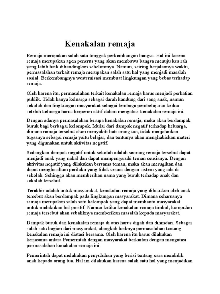 Kenakalan Remaja | PDF