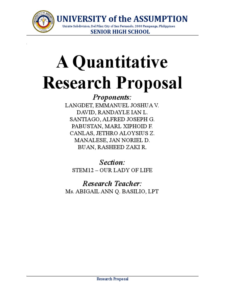 RG1 - Quantitative Research Proposal | PDF