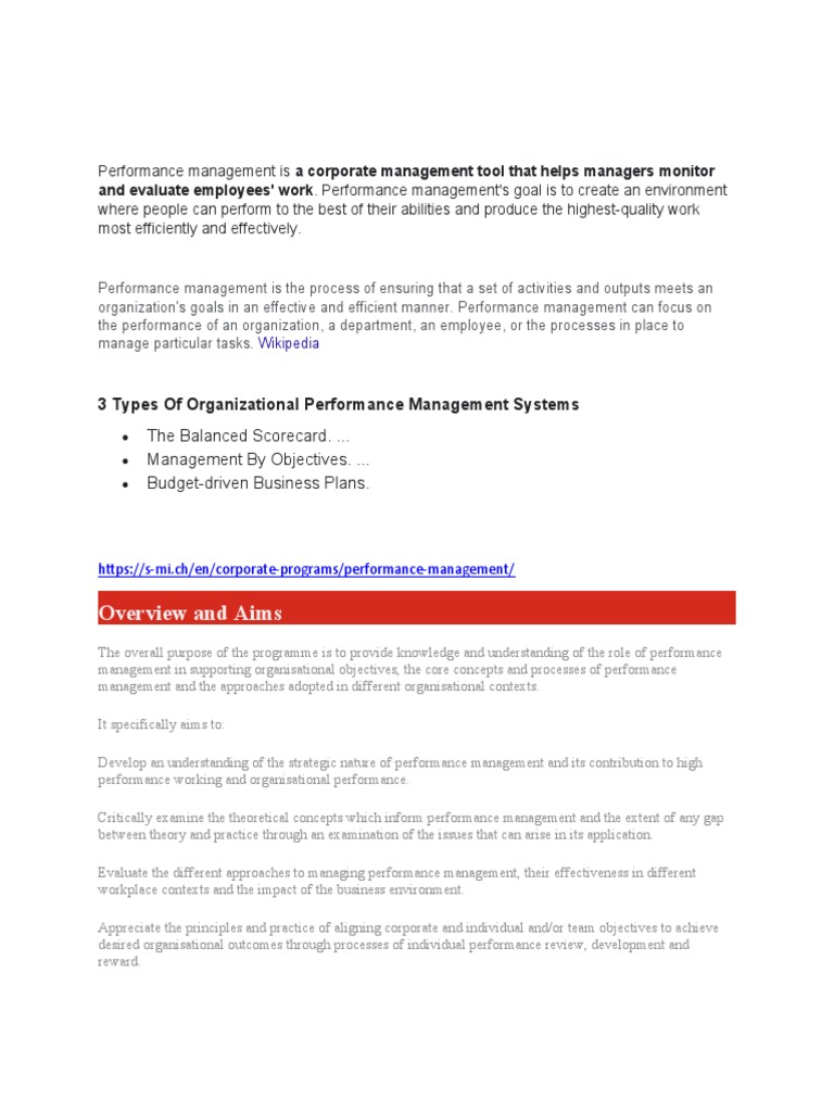 Performance Management | PDF | Performance Management | Performance ...