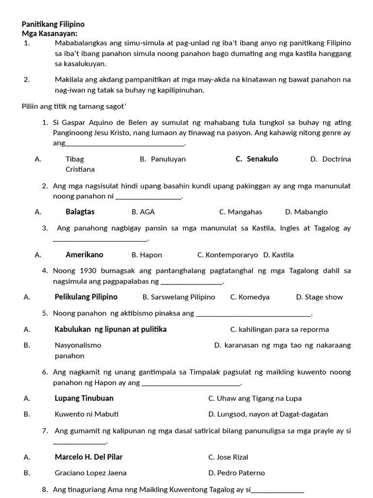 Materials Sa Filipino Major | PDF