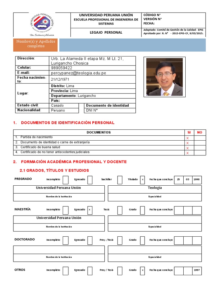 Modelo de Legajo | PDF