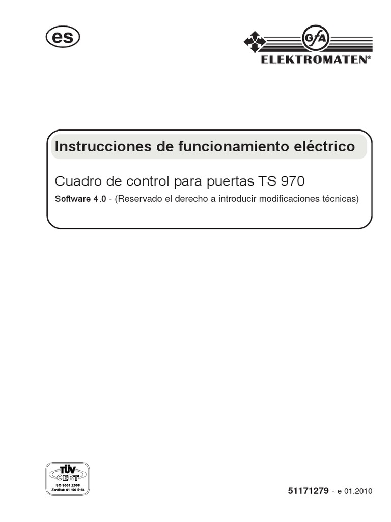 MANUAL TS 970 Puerta Seccionadora | PDF | Corriente eléctrica | Fusible (Eléctrico)