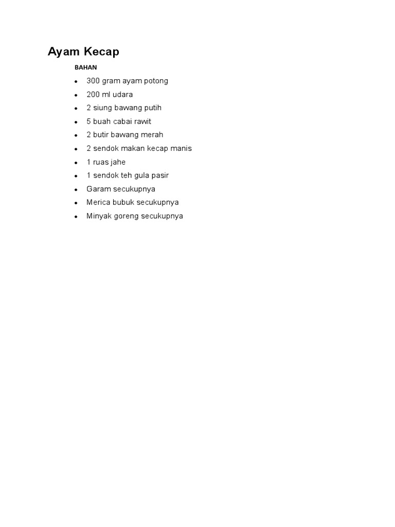 Ayam Kecap | PDF