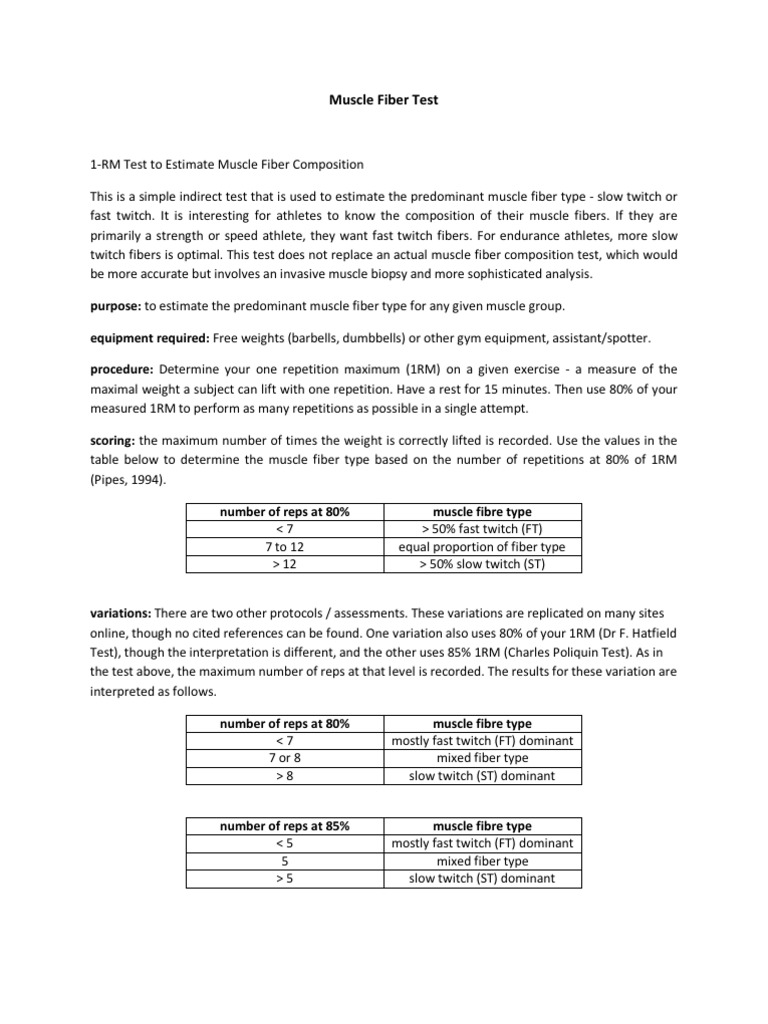 Muscle Fiber Test | PDF
