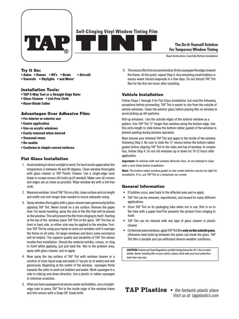 DIY Temporary Window Tint Guide | PDF | Window | Glasses