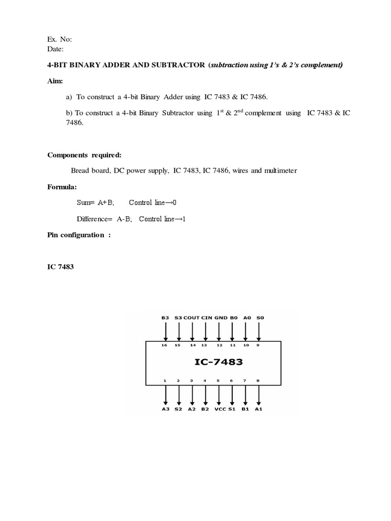4 Bit Binary Adder And Subtractor Pdf 