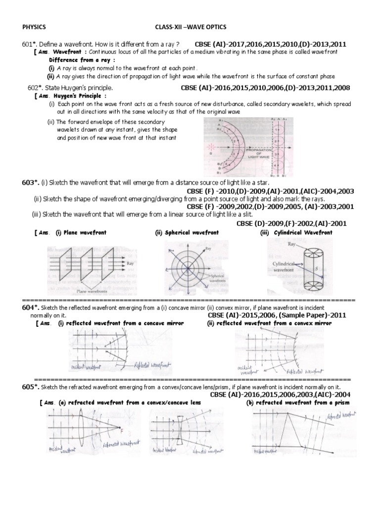 Physics Class 12 | PDF | Diffraction | Wavelength