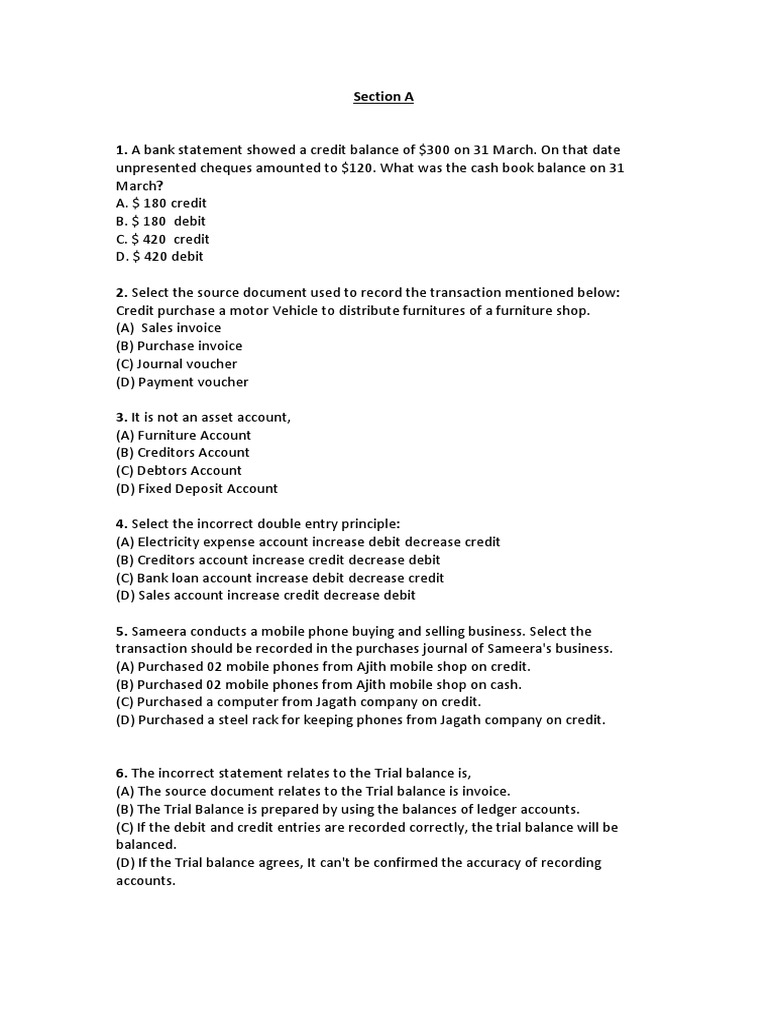 Accounting Monthly Test | PDF | Debits And Credits | Financial Services