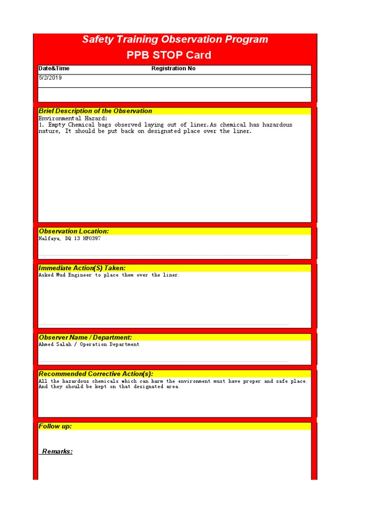 Stop Card Report | PDF