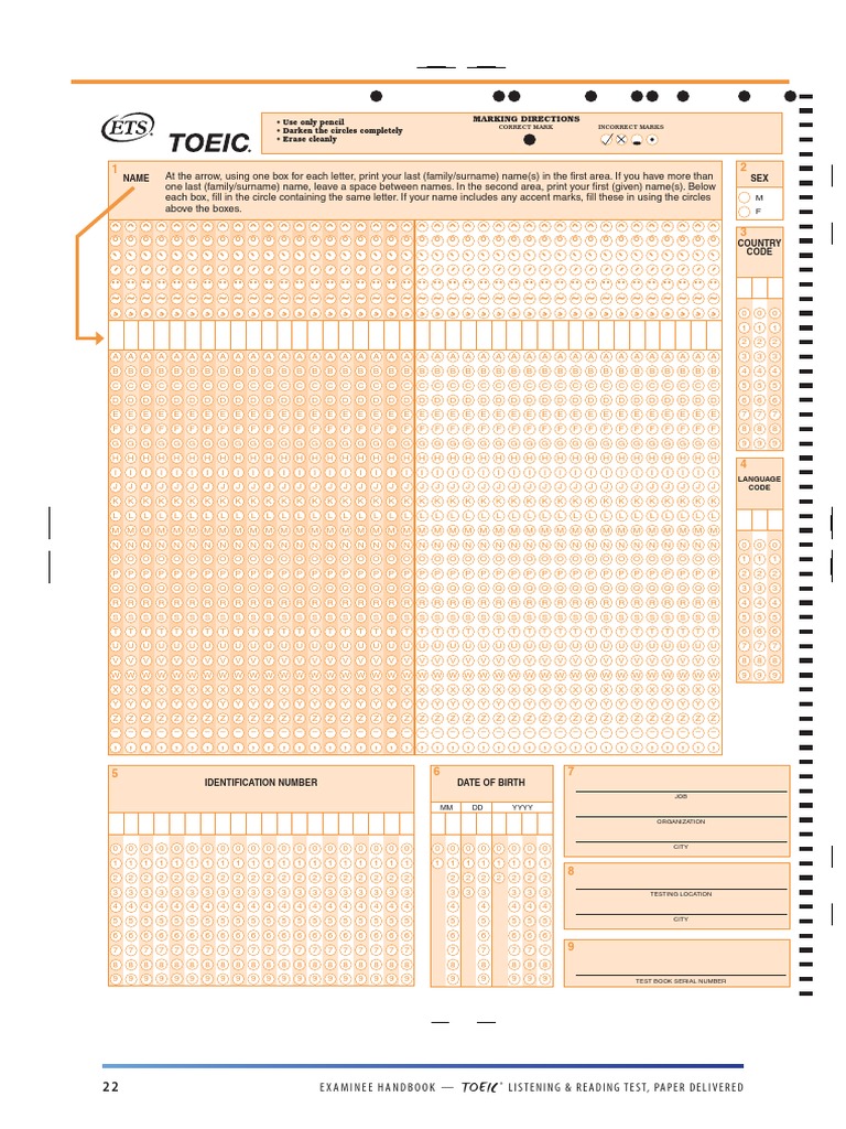 Examinee Handbook For Toeic Listening Reading Test Updated 1 | PDF