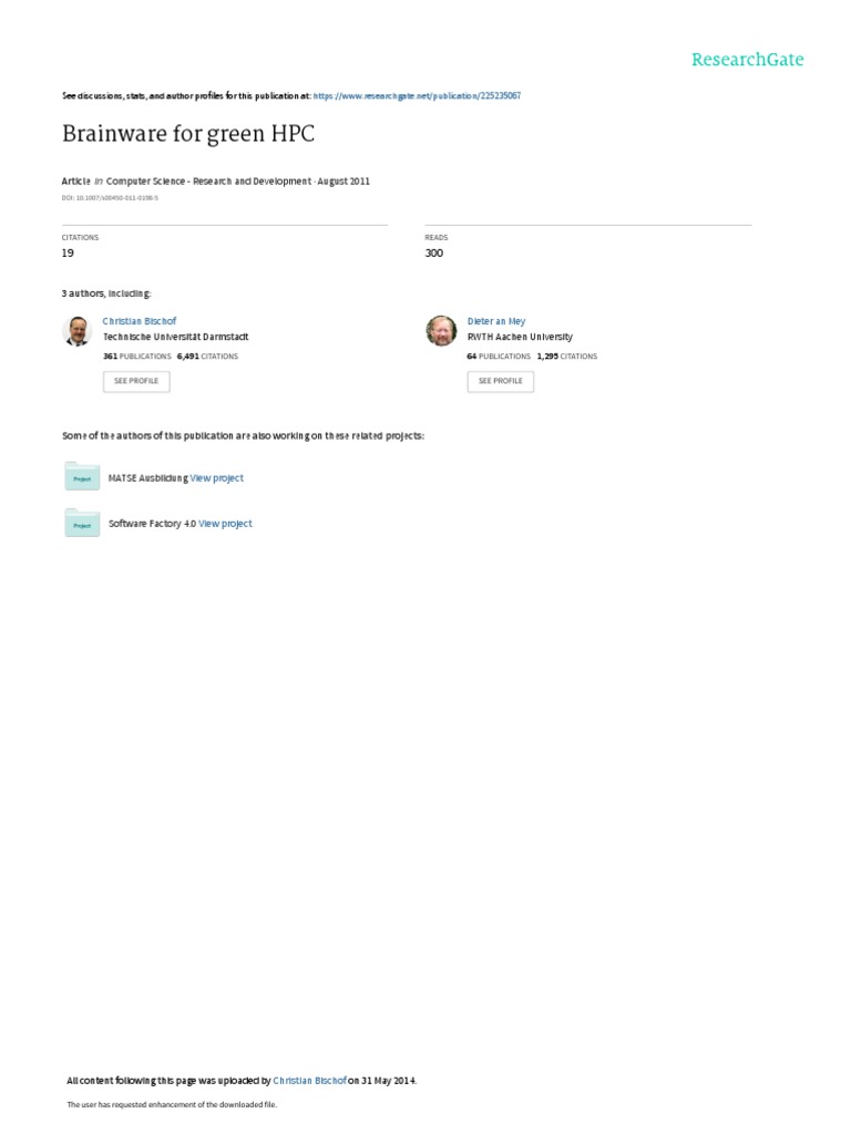Brainware For Green HPC | PDF | Program Optimization | Message Passing Interface