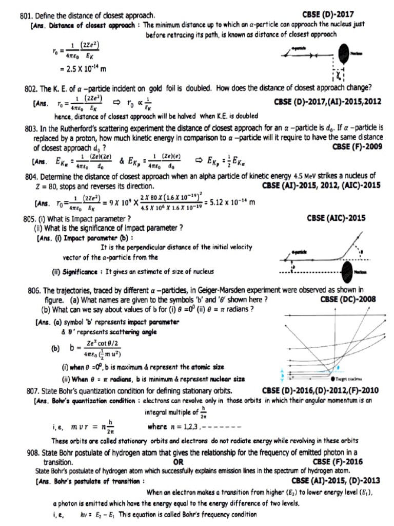 Physics Class 12 ATOM | PDF | Electron | Atoms