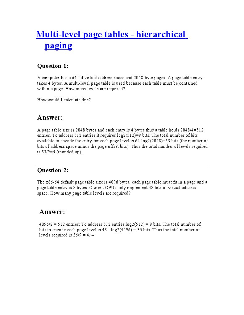 Multi-Level Page Table Calculation | PDF | Teaching Methods & Materials | Computers