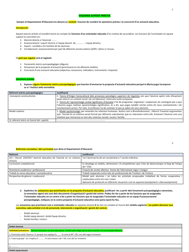 Esquema CAS PRACTIC | PDF