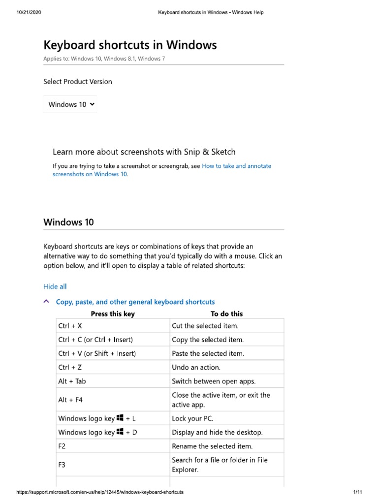 Keyboard Shortcut | PDF