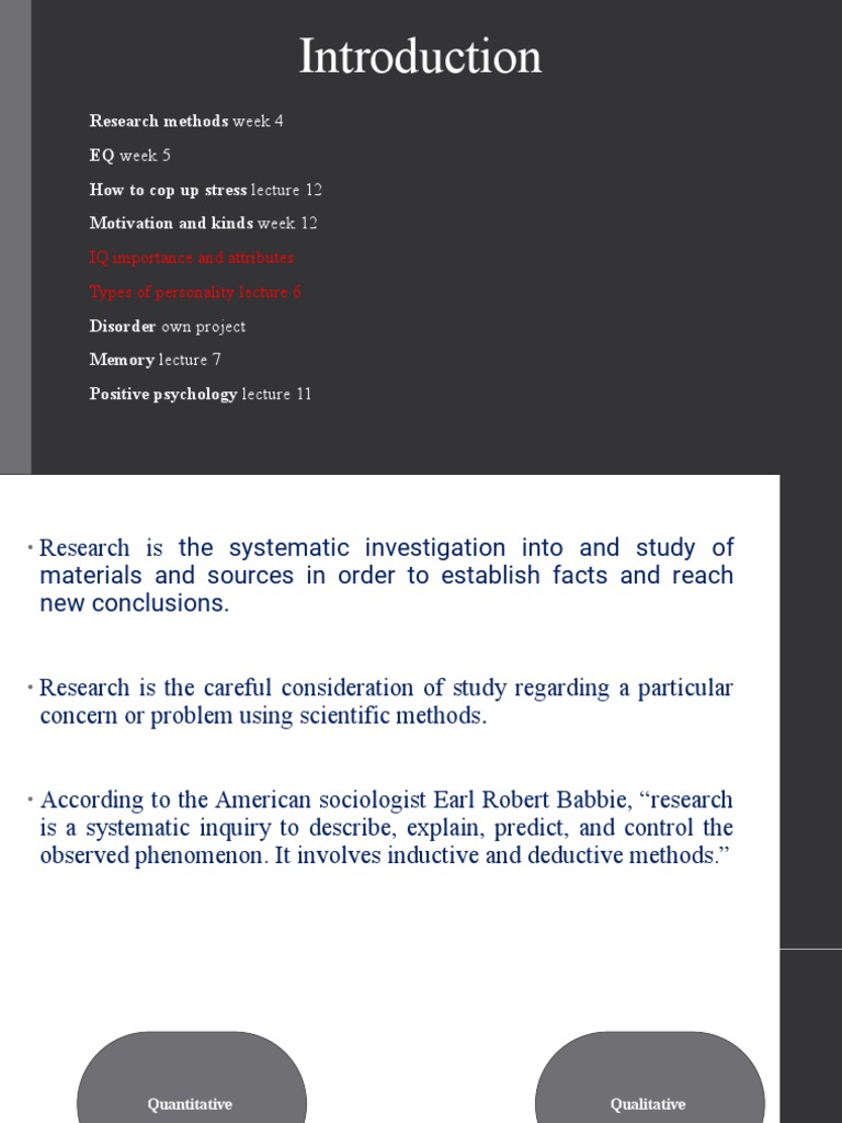 Research Methods Week 4 EQ Week 5 How To Cop Up Stress Lecture 12 ...