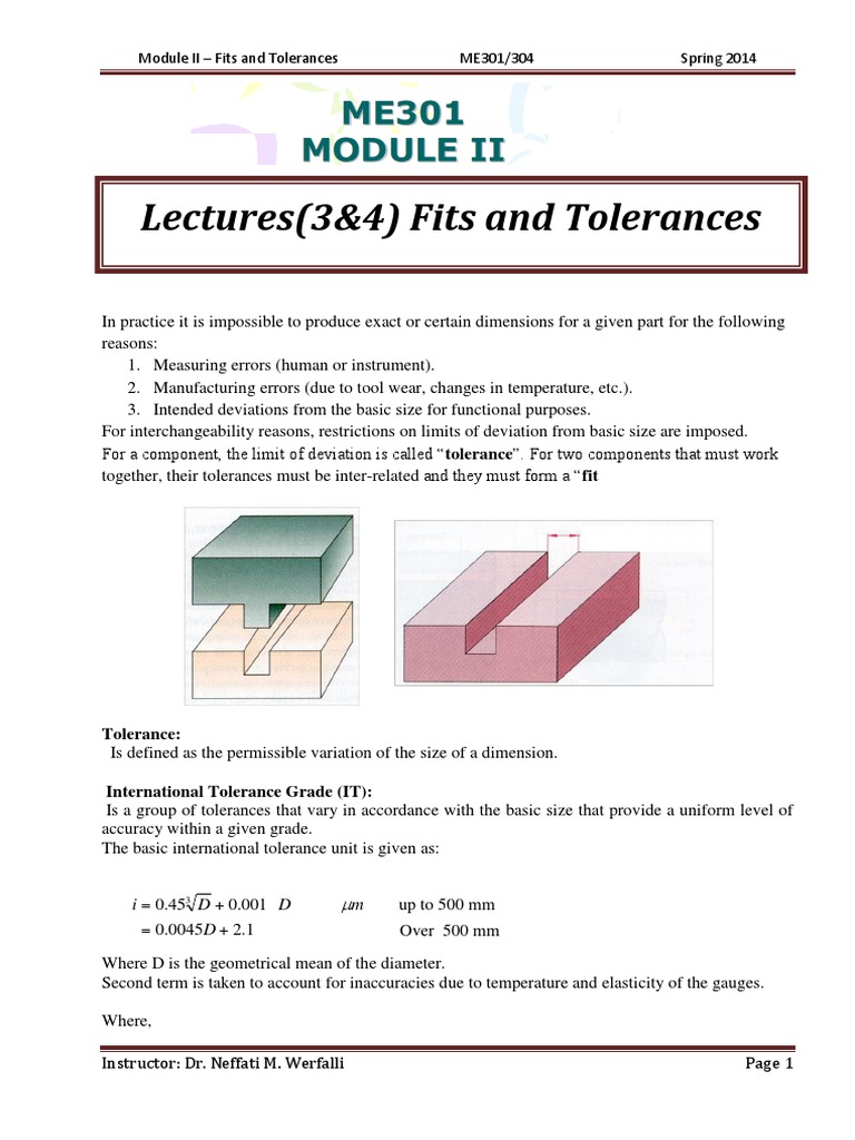 Understanding Fits and Tolerances: An Analysis of Dimensional Variation in Manufactured Parts ...