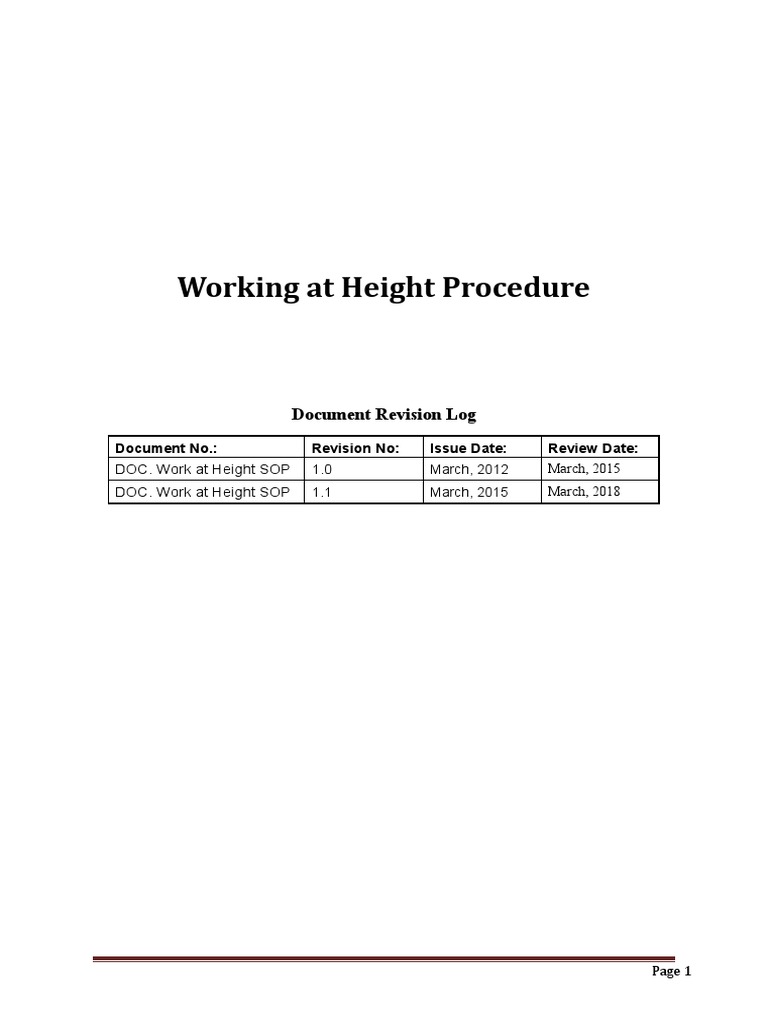 Work at Height Procedure | PDF