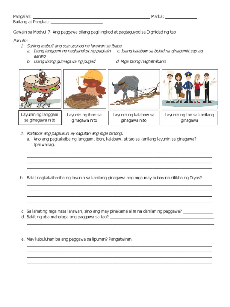 Modyul 7 Answer Sheet | PDF