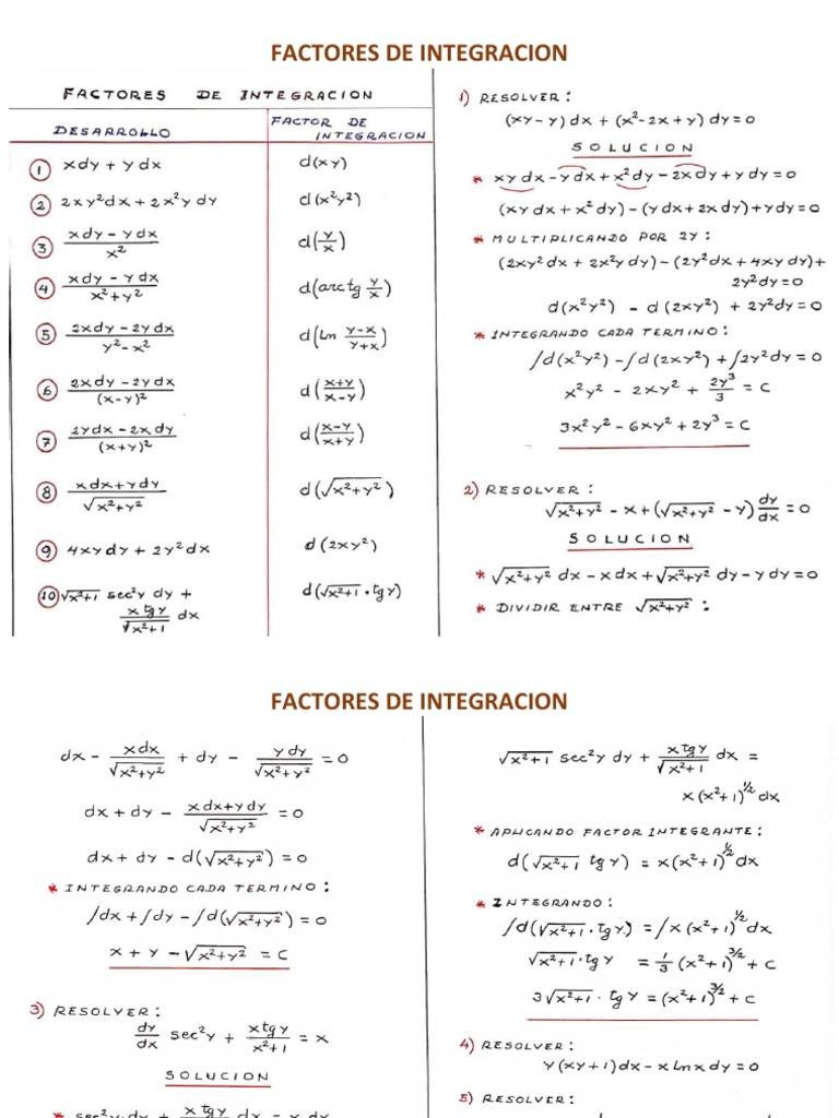 Factores de Integracion - Ecuaciones Diferenciales de Orden Dos | PDF
