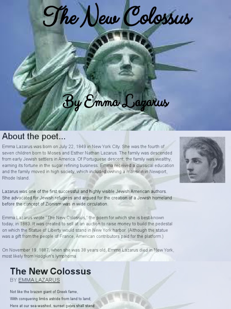 The New Colossus by Emma Lazarus | PDF