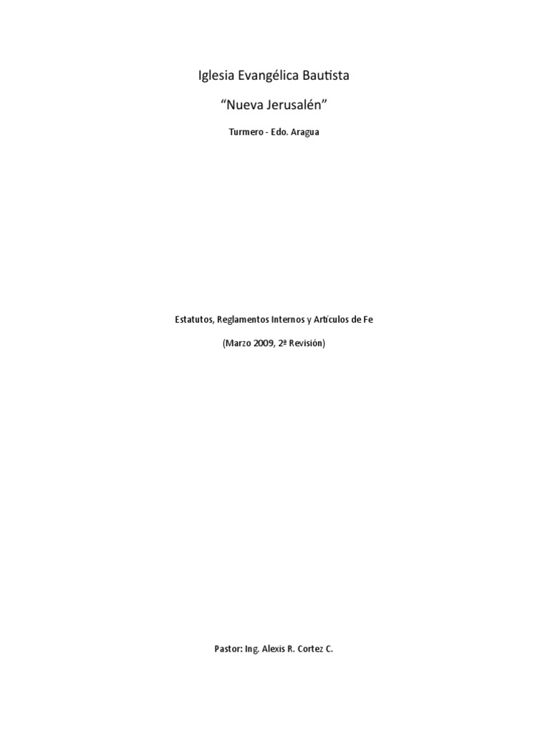 Estatutos Iglesia Nueva Jerusalen (3a Revision) | PDF | Cristo (título ...