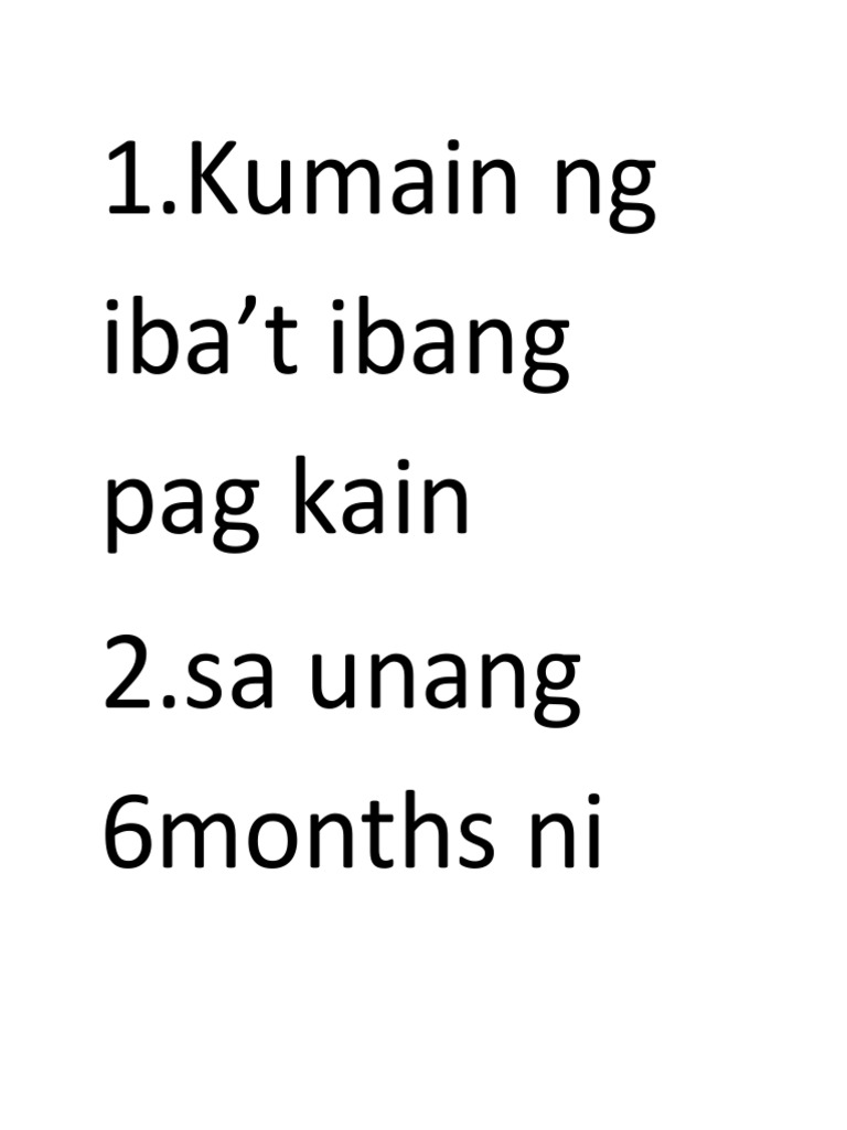 1kumain Ng Ibat Ibang Pag Kain 2sa Unang 6months Ni Pdf