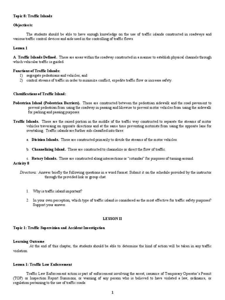 Understanding Traffic Islands and Control | PDF | Traffic Collision ...