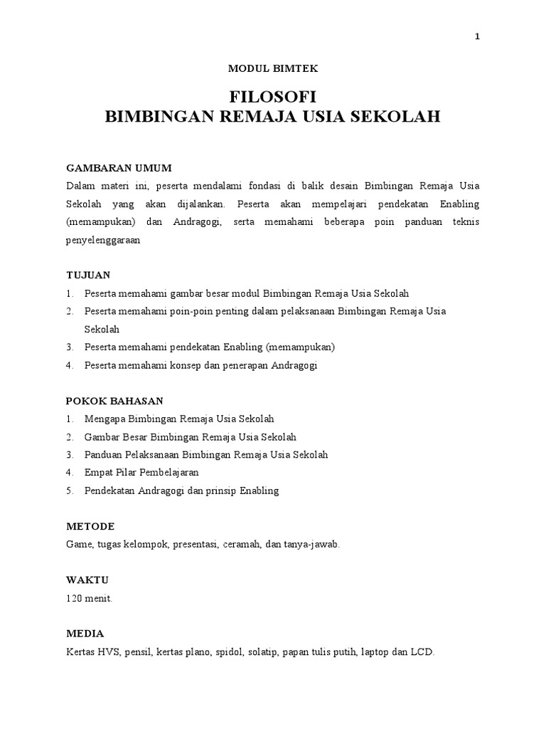 Modul Bimbingan Remaja Usia Sekolah | PDF