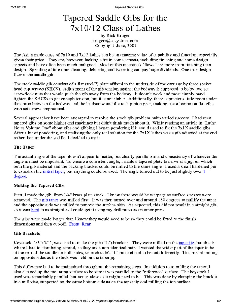 Tapered Saddle Gibs | PDF