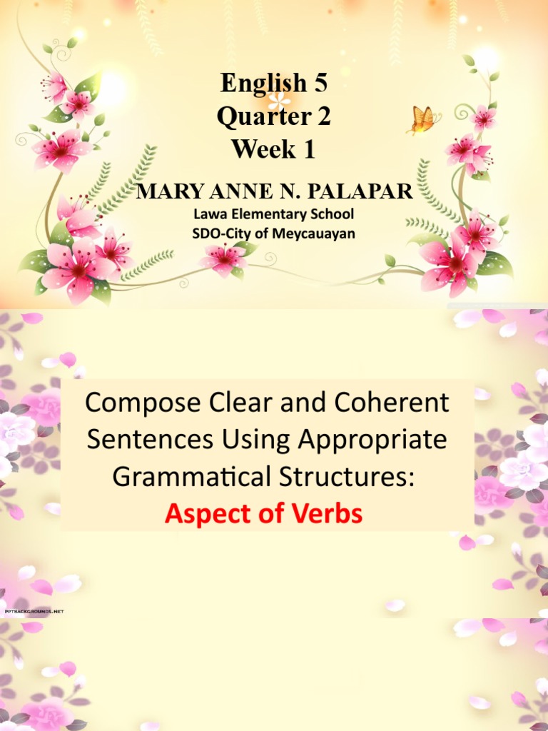 English 5 Q2 Week - 1 | PDF | Grammatical Tense | Verb