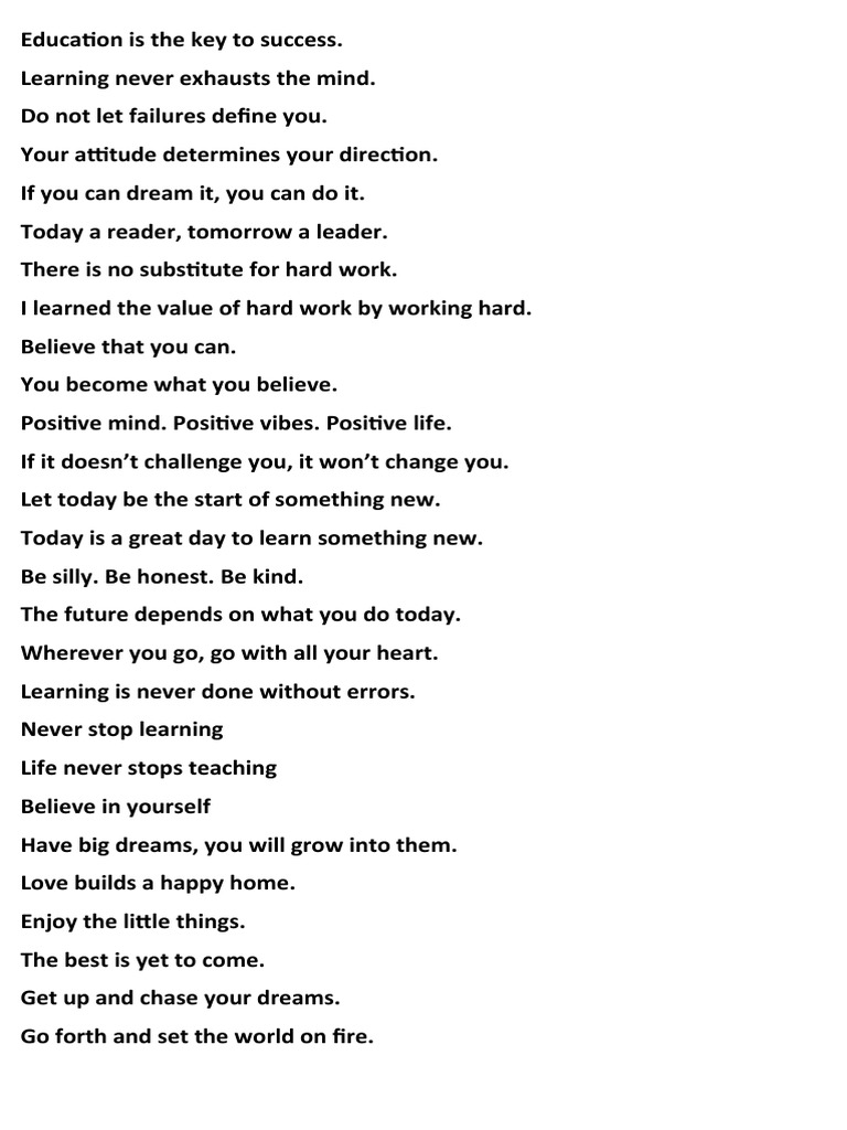 Inspiring Words of Wisdom: Keys to Success Through Learning, Hard Work ...