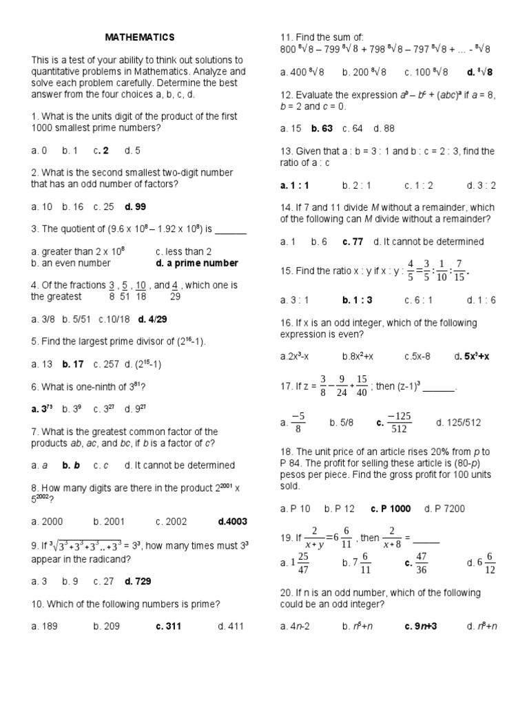 Mathematics | PDF | Numbers | Prime Number