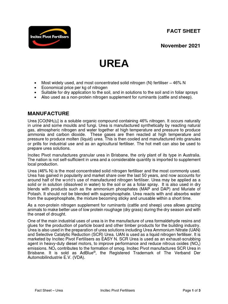 32 Urea Fact Sheet | PDF | Fertilizer | Urea
