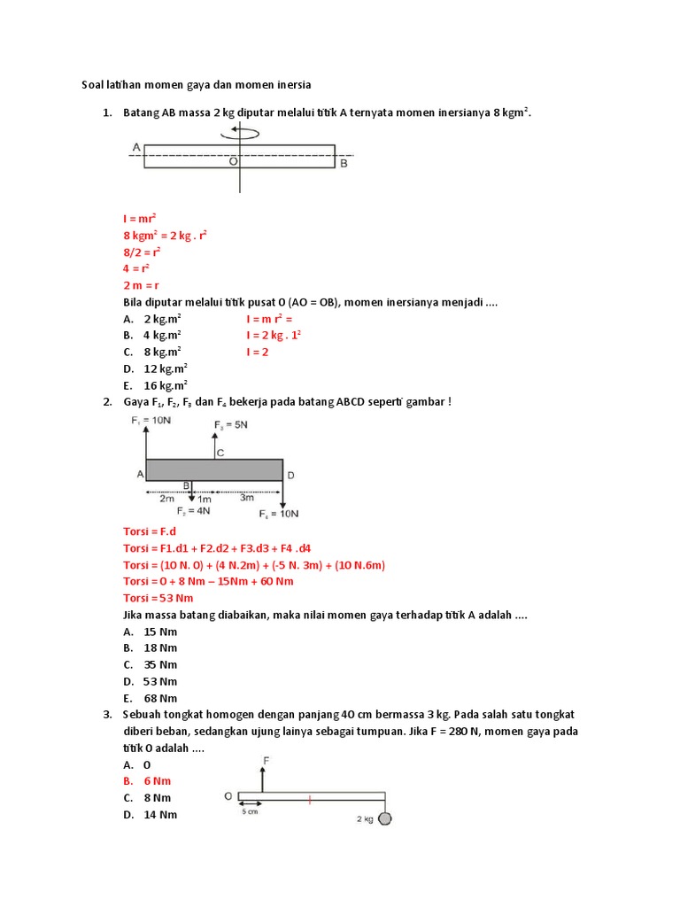 Latihan Soal Momen Gaya Kelas 11 | PDF
