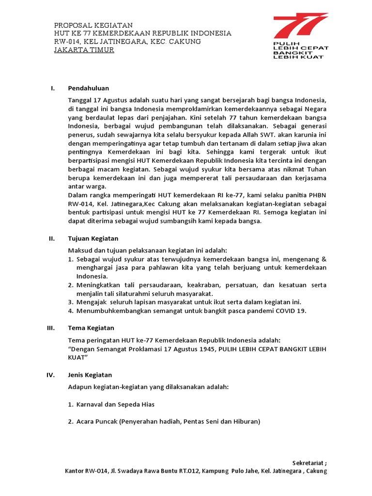 Proposal Kegiatan HUT RI Ke-77 | PDF