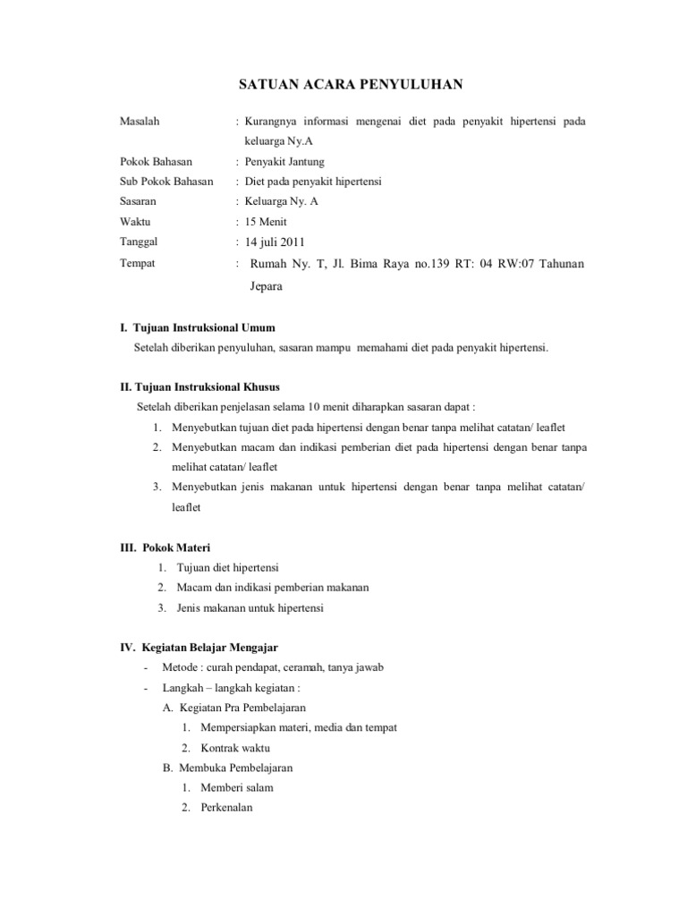 SAP Diet Hipertensi | PDF