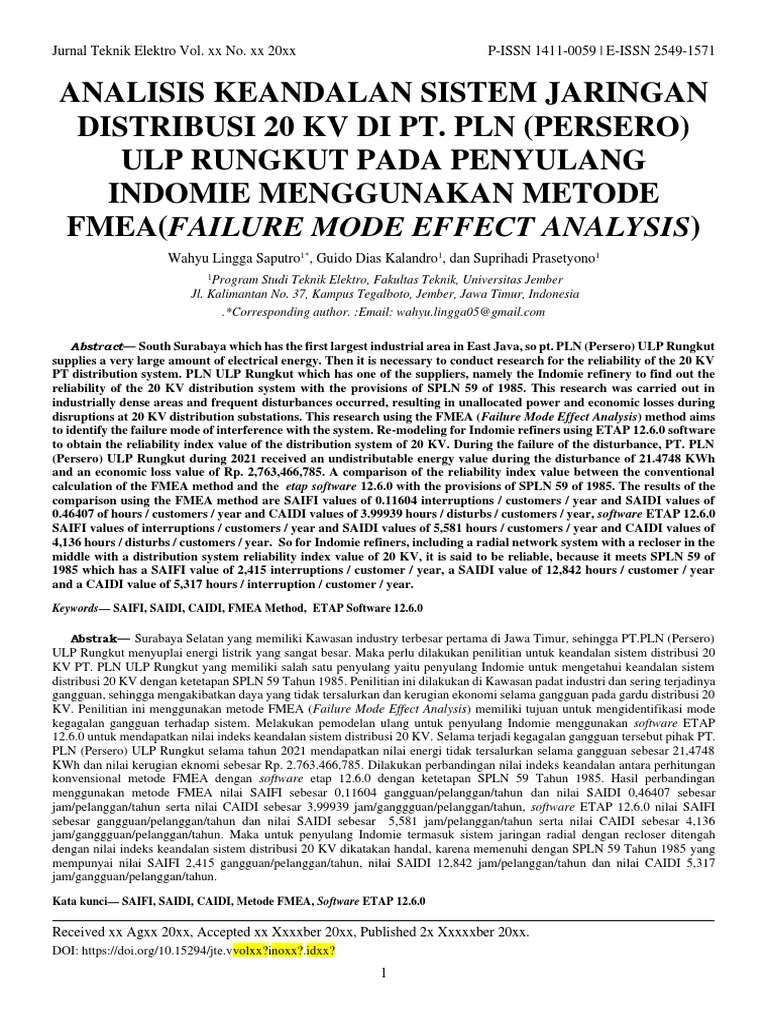 Jurnal - Wahyu Lingga | PDF | Rekayasa Keandalan | Daya (Fisika)