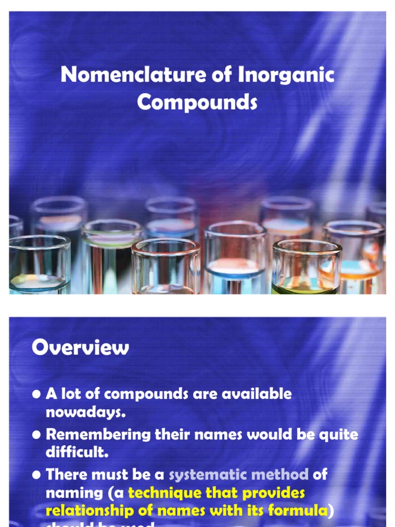 9 Nomenclature of Inorganic Compounds | PDF | Chemical Compounds | Ion