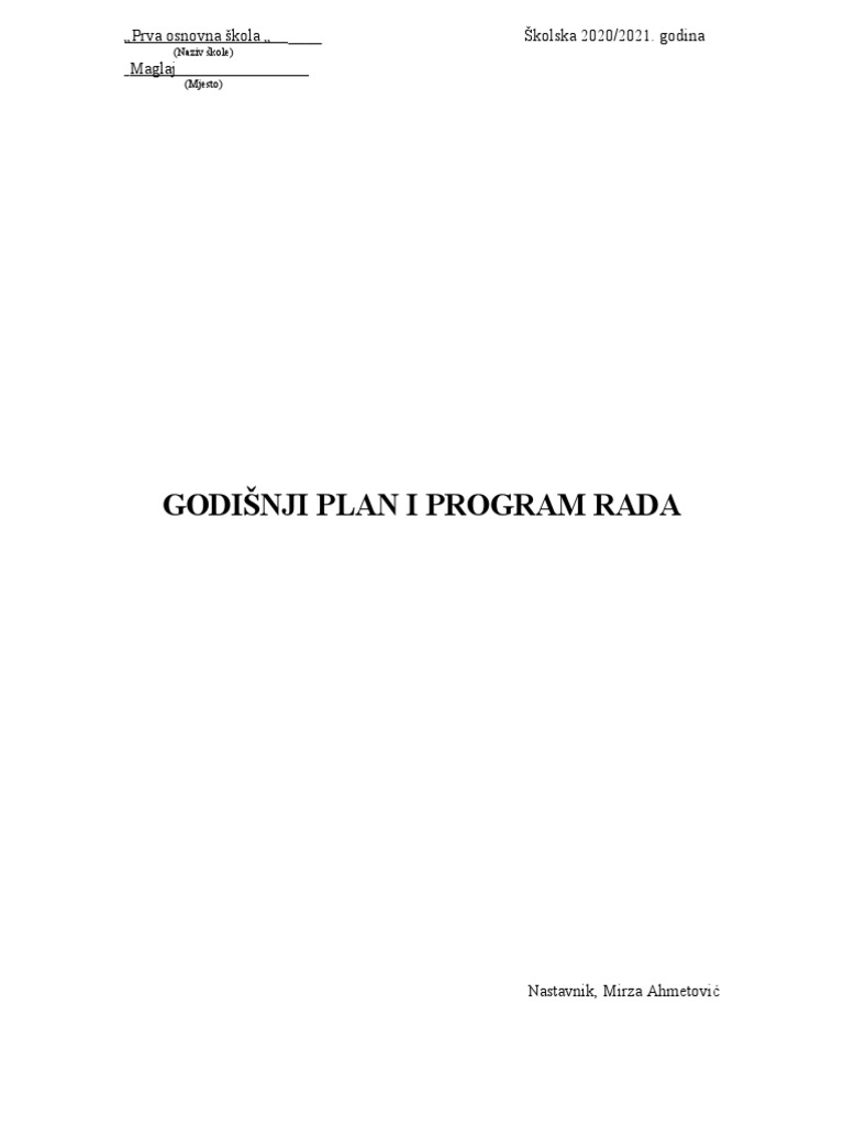 Godišnji plan i program rada za VII razred 2020,2021 | PDF