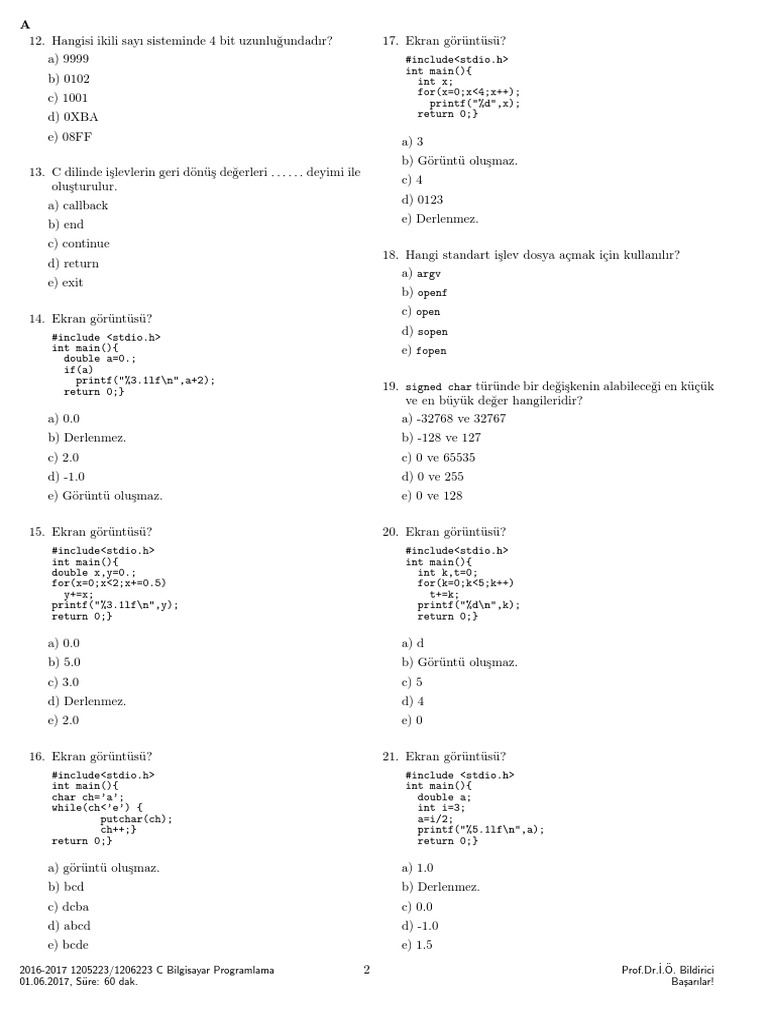 C Bilgisayar Programlama 2 | PDF