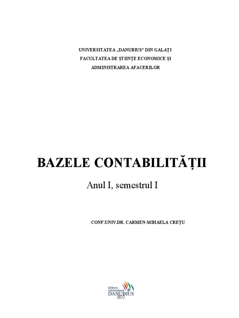 Bazele Contabilității 2022 Anul I Capitolul I | PDF