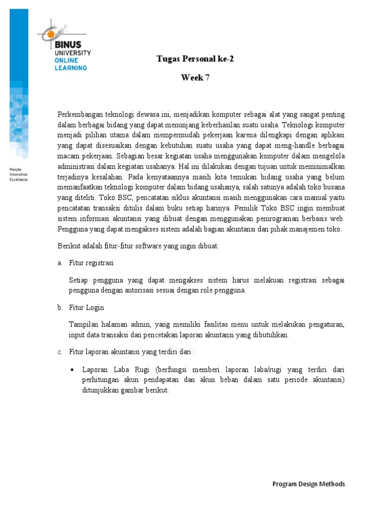 Tugas Personal Ke-2 Week 7: Program Design Methods | PDF