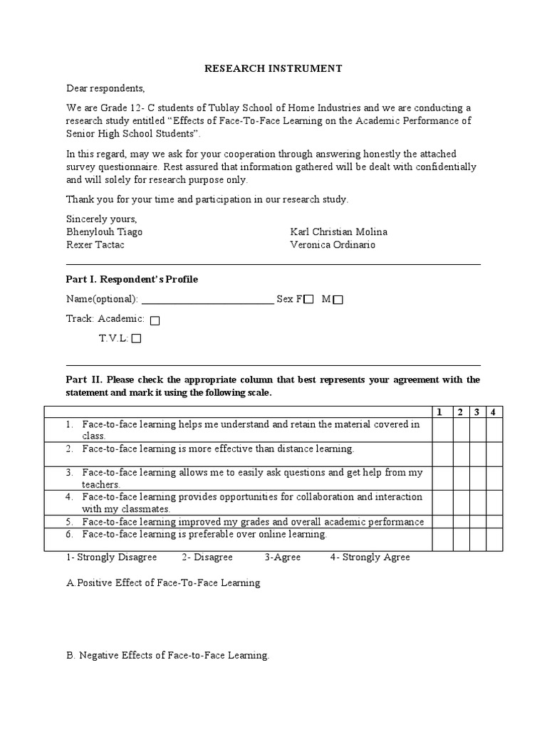 Research Instrument | PDF