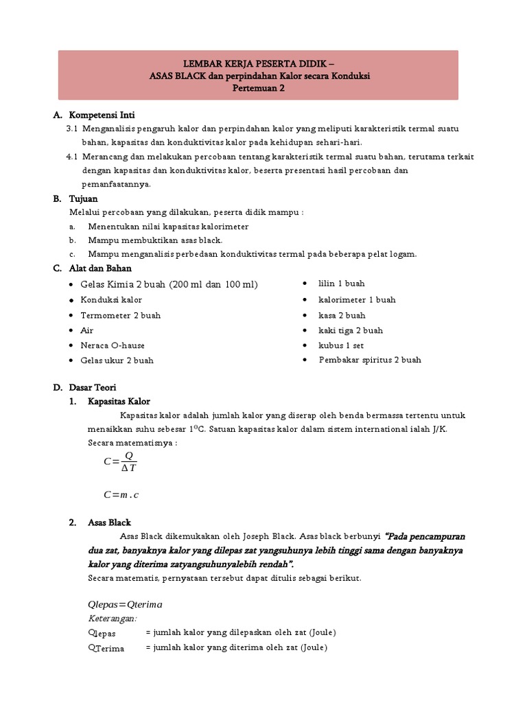 LKPD Suhu Dan Kalor Revisi | PDF